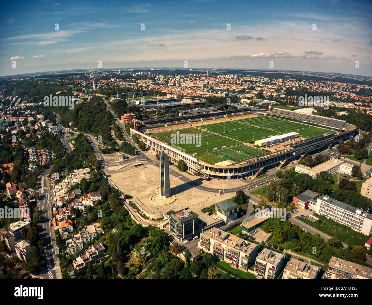 aerial view of Strahov Stadium in Prague during summer time Stock Photo ...