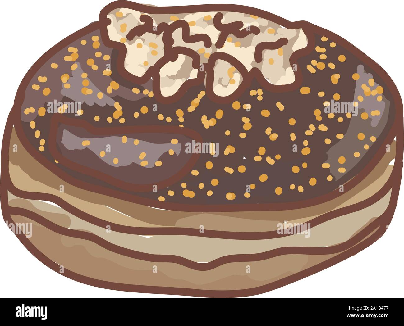 Chocolate donut, illustration, vector on white background Stock Vector ...