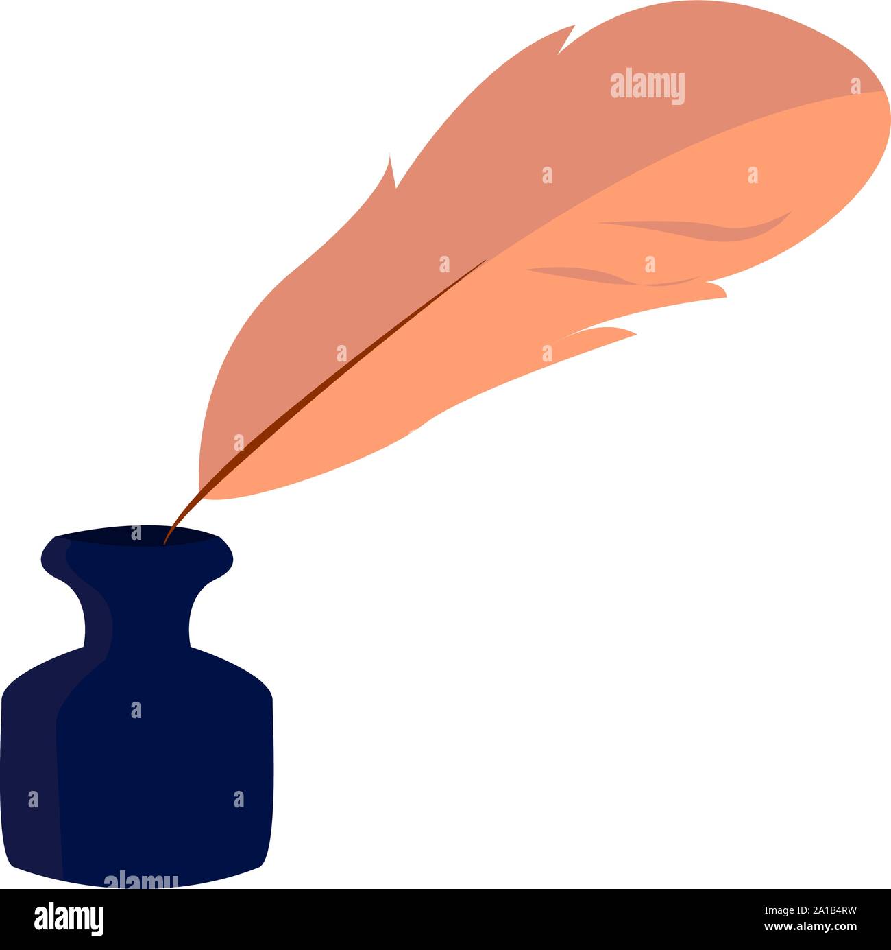 Feather in ink, illustration, vector on white background Stock Vector ...
