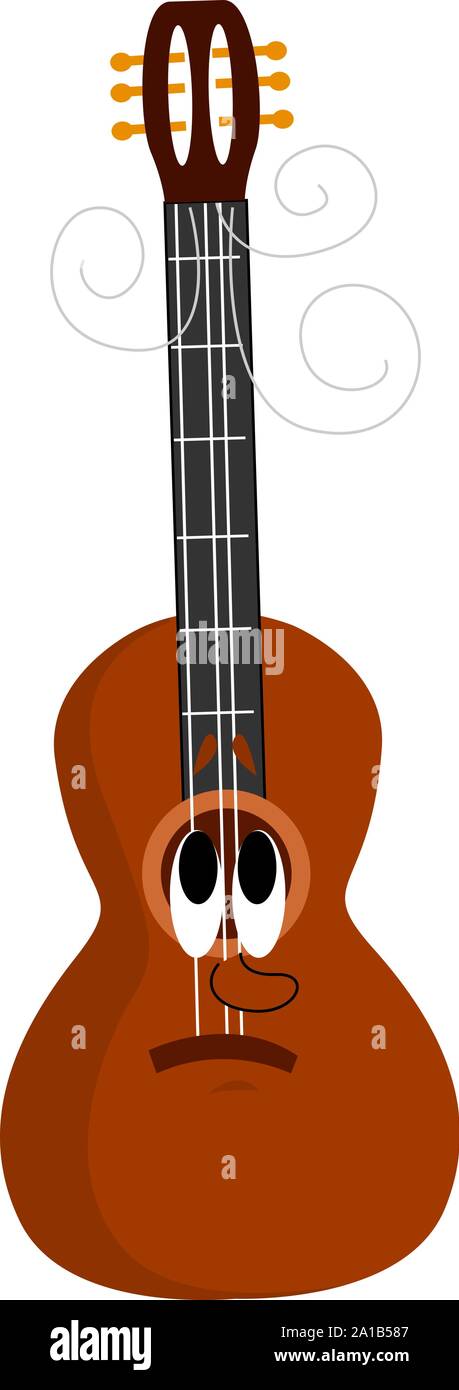 Sad guitar, illustration, vector on white background Stock Vector Image ...