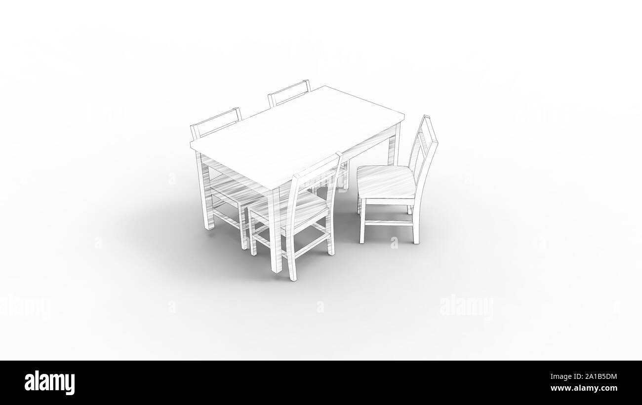 3d rendering of a white table and chairs isolated in white studio ...