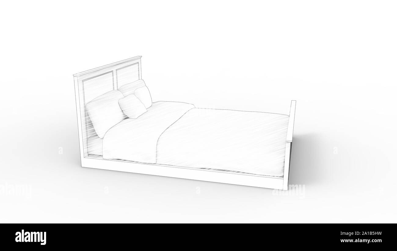 3d rendering of a bed isolated in white studio background Stock Photo ...