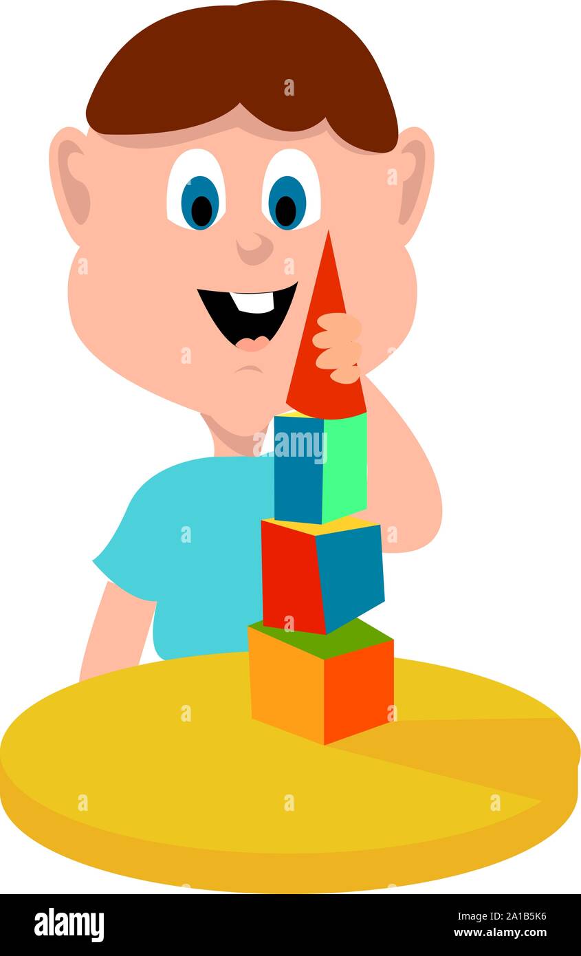 Kid playing, illustration, vector on white background Stock Vector ...