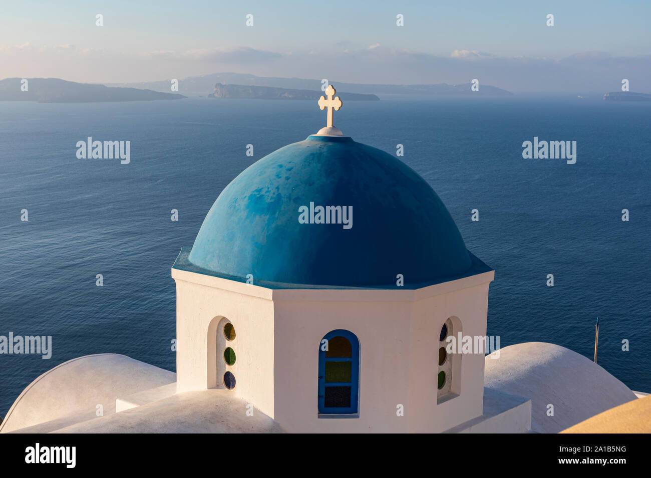 Church of St Nikolaos one of the blue domes of churches in Oia ...