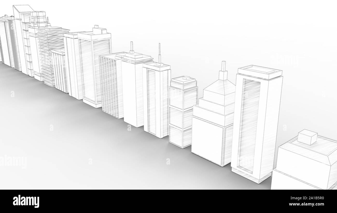 3d rendering of multiple buildings isolated in white studio background ...