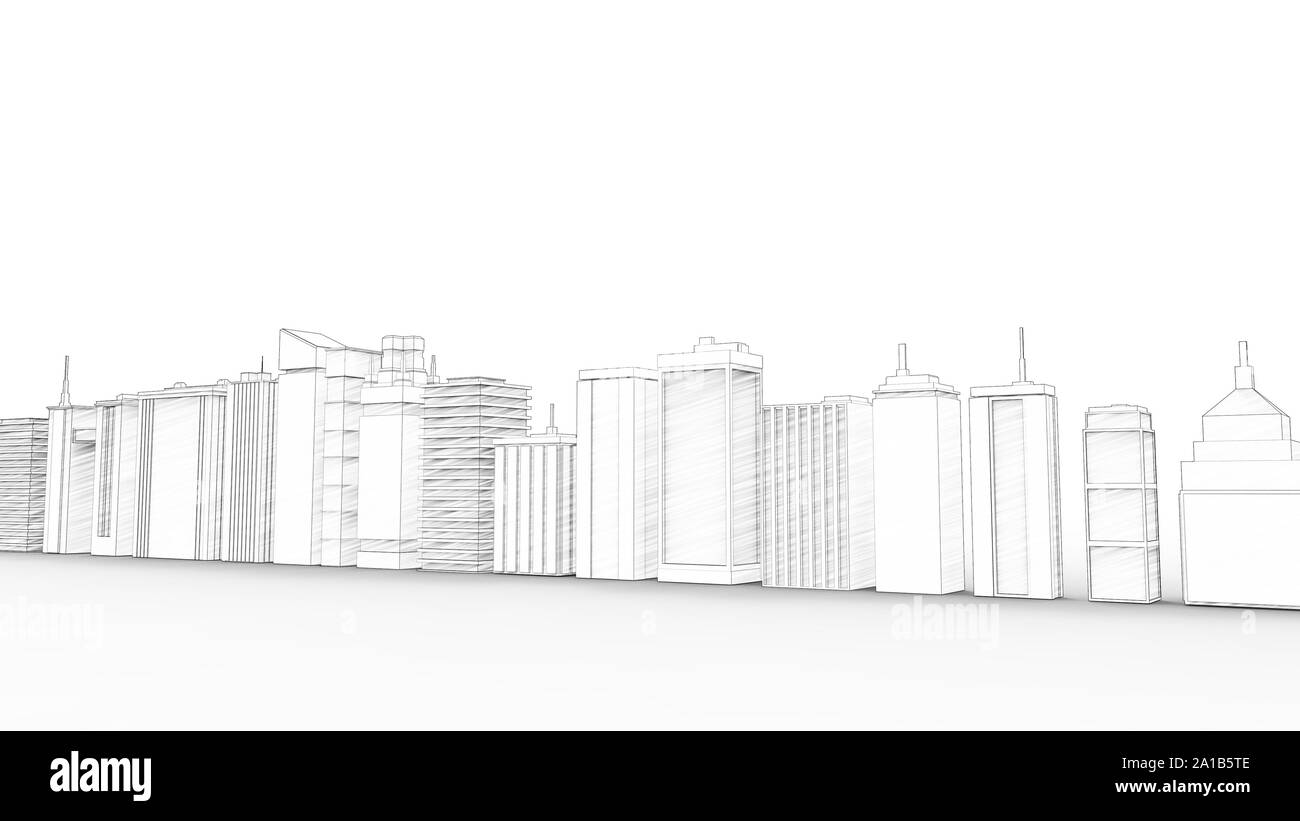 3d rendering of multiple buildings isolated in white studio background ...