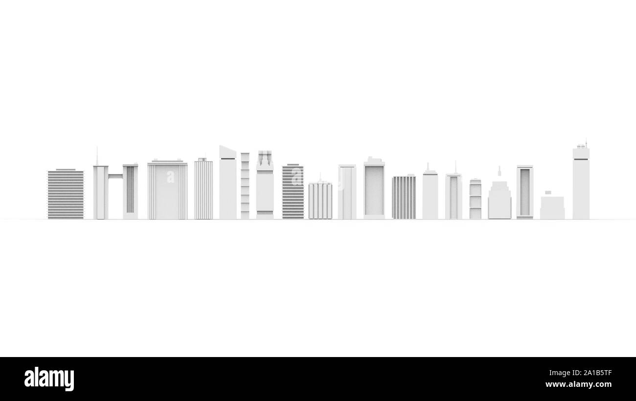 3d rendering of multiple buildings isolated in white studio background ...