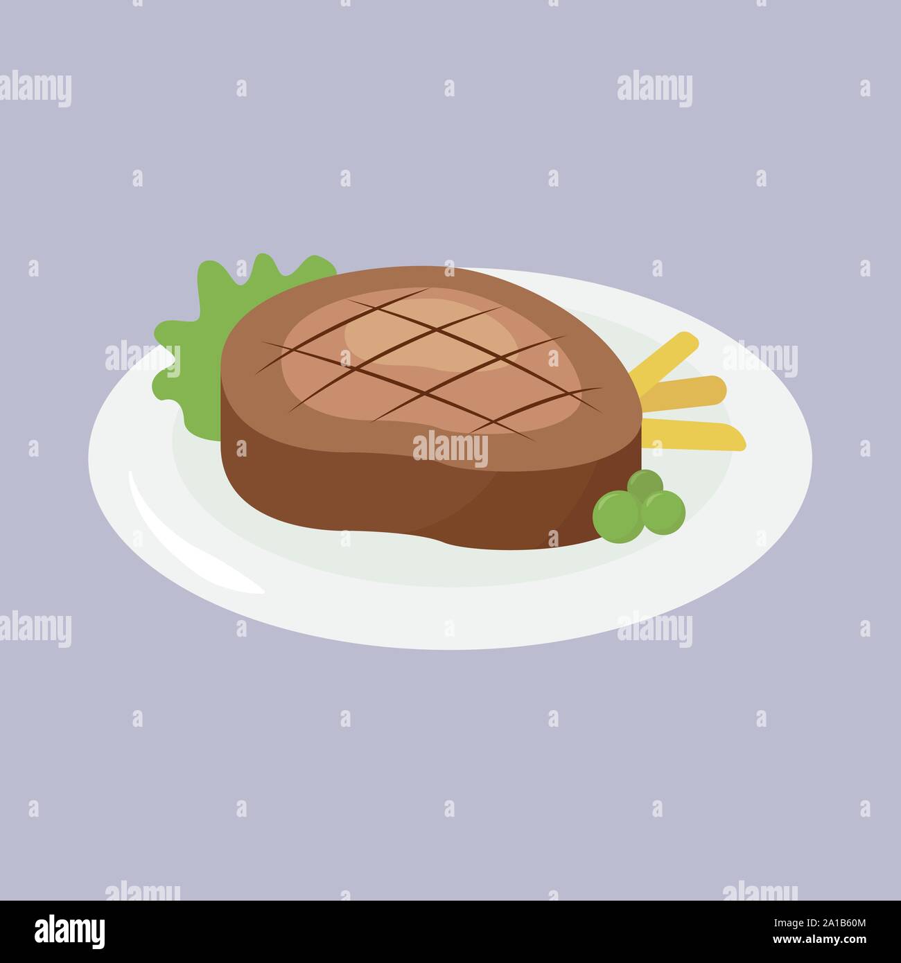 Grilled steak, illustration, vector on white background Stock Vector ...