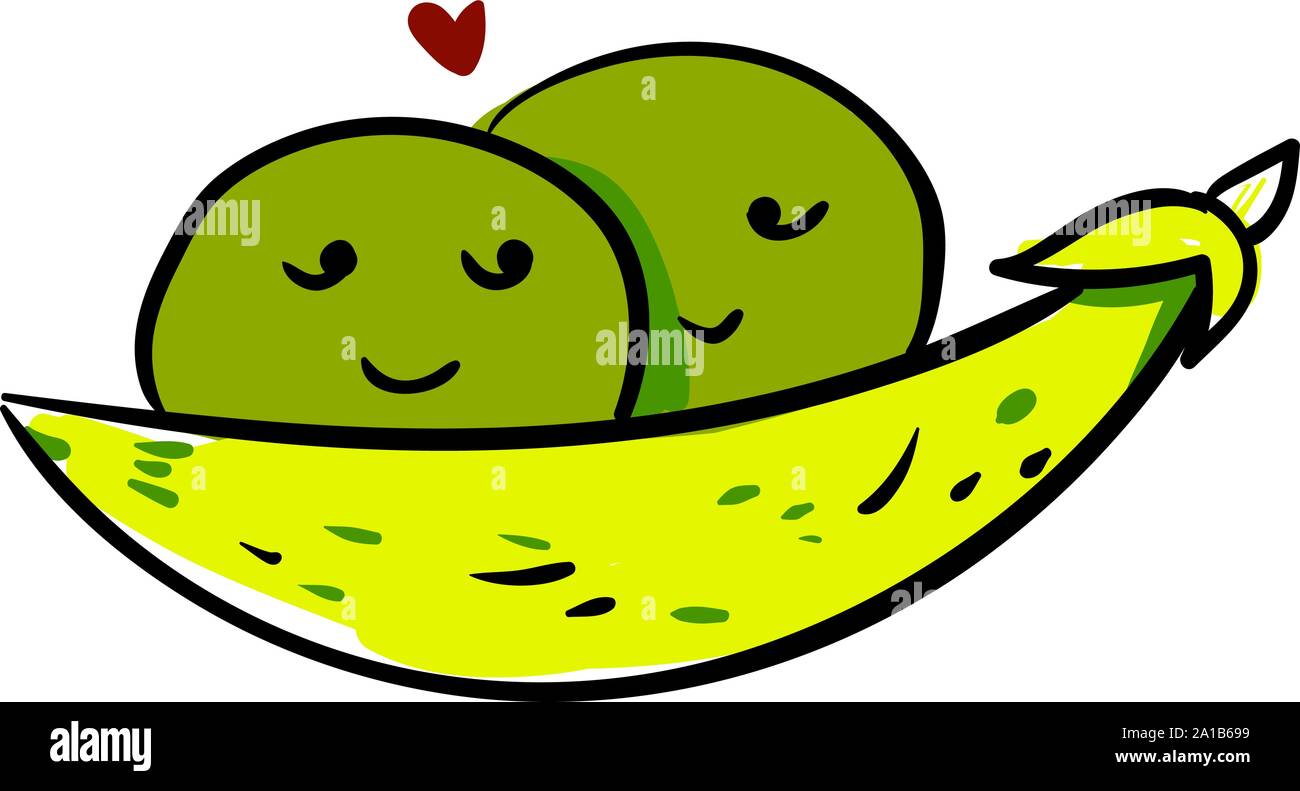 Romantic peas, illustration, vector on white background Stock Vector ...