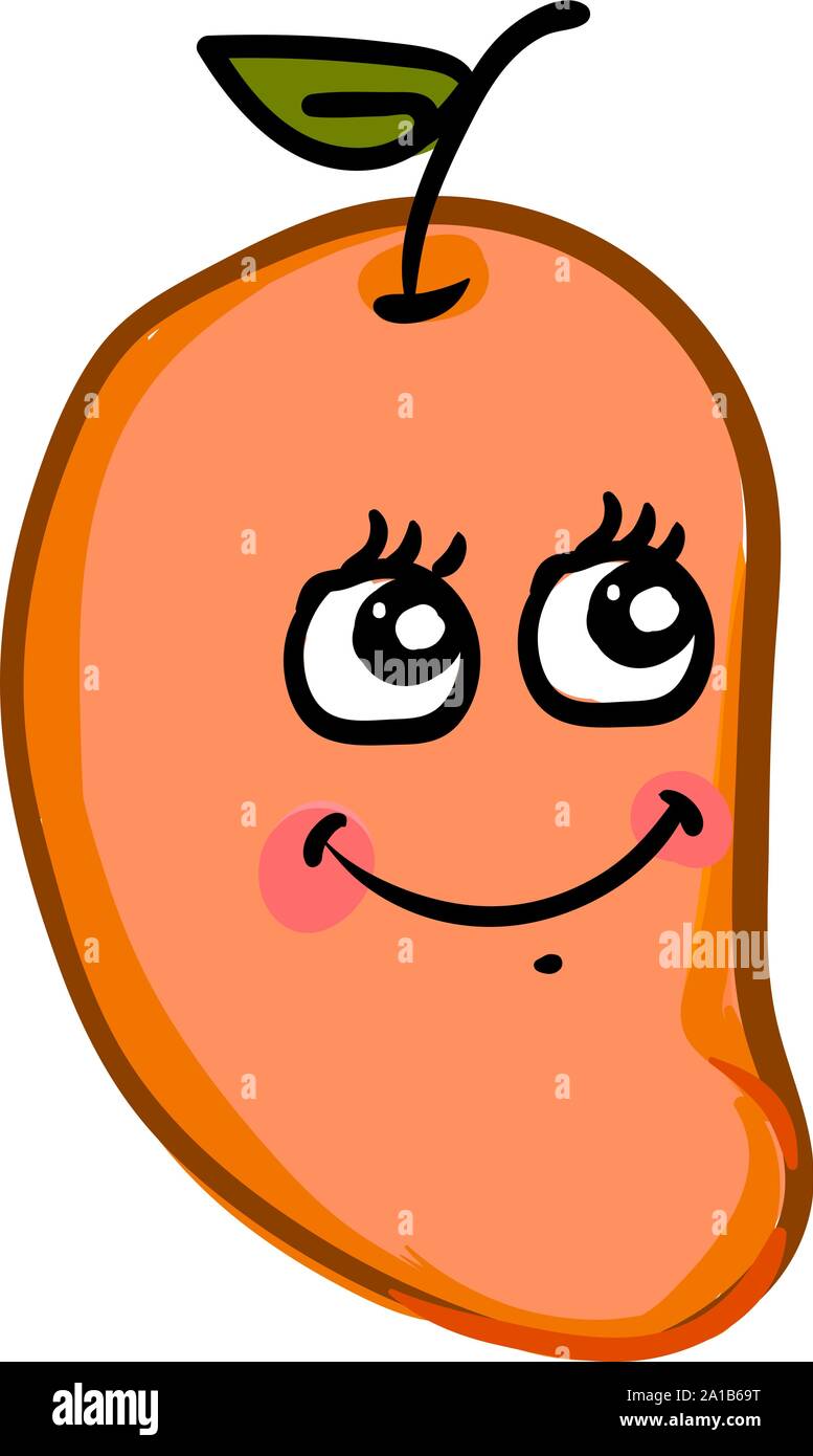 Happy mango, illustration, vector on white background Stock Vector ...