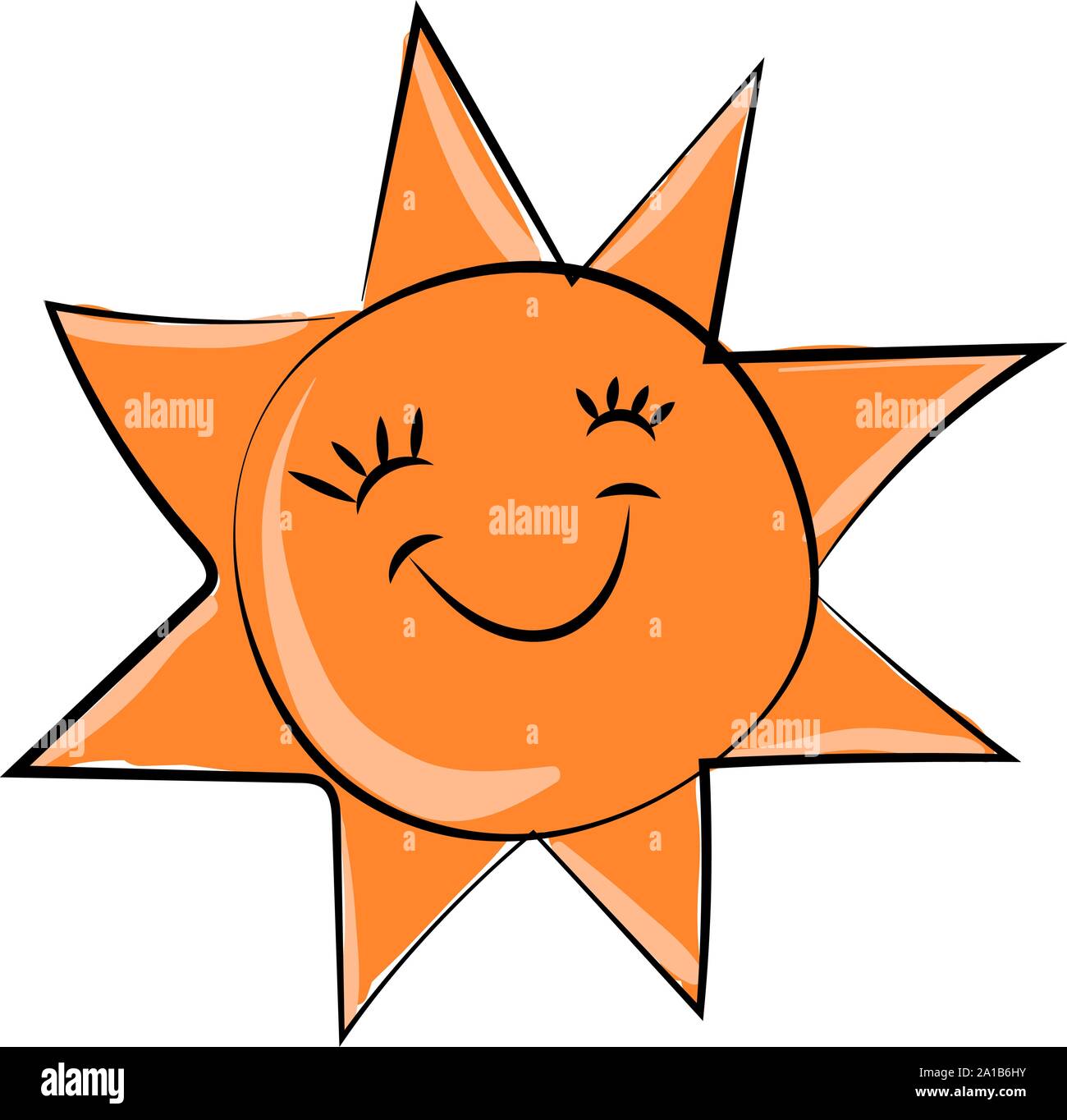 Happy sun, illustration, vector on white background Stock Vector Image ...
