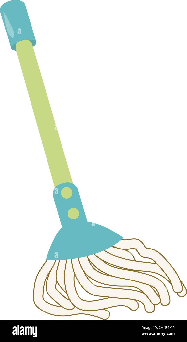 Blue mop, illustration, vector on white background Stock Vector Image ...