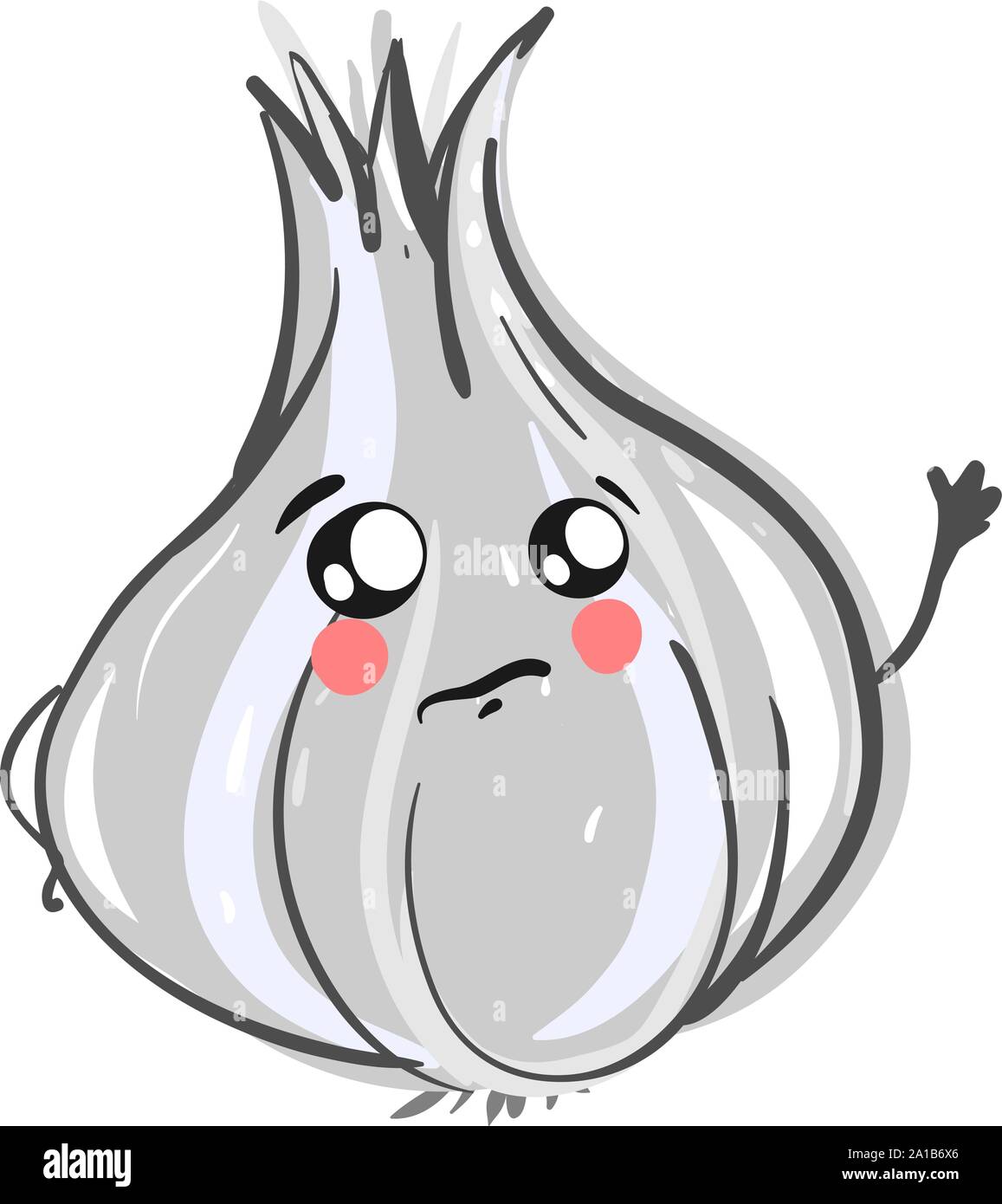 Sad garlic, illustration, vector on white background Stock Vector Image ...