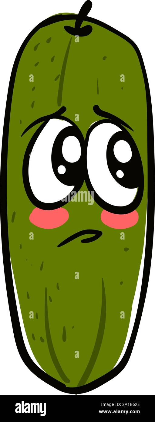 Sad cucumber, illustration, vector on white background Stock Vector ...