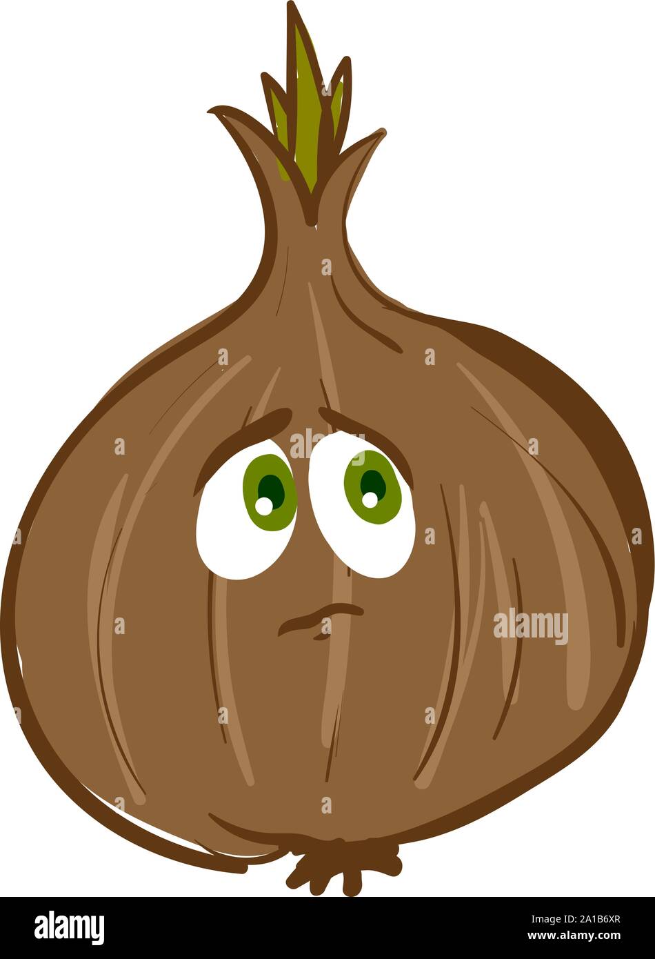 Sad onion, illustration, vector on white background Stock Vector Image ...