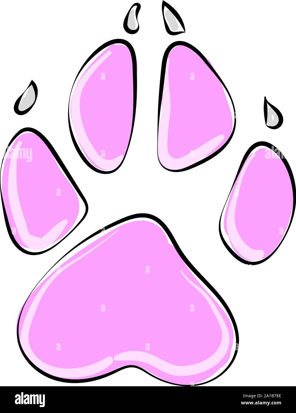 Pink paw, illustration, vector on white background Stock Vector Image ...