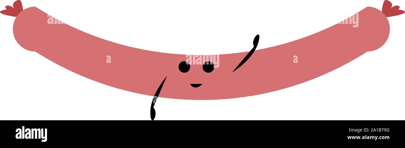 Happy sausage, illustration, vector on white background Stock Vector ...