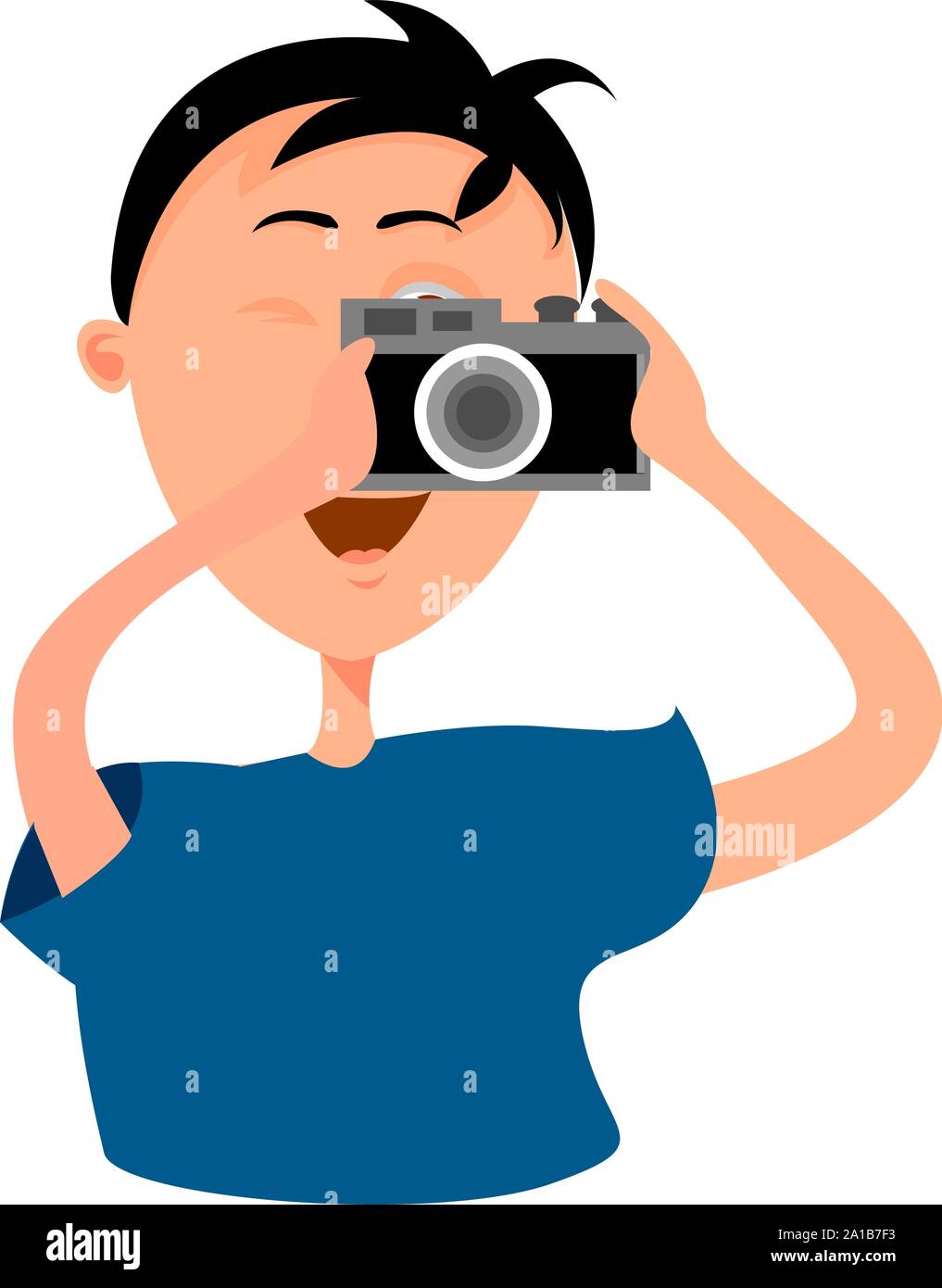 Boy with camera, illustration, vector on white background Stock Vector ...