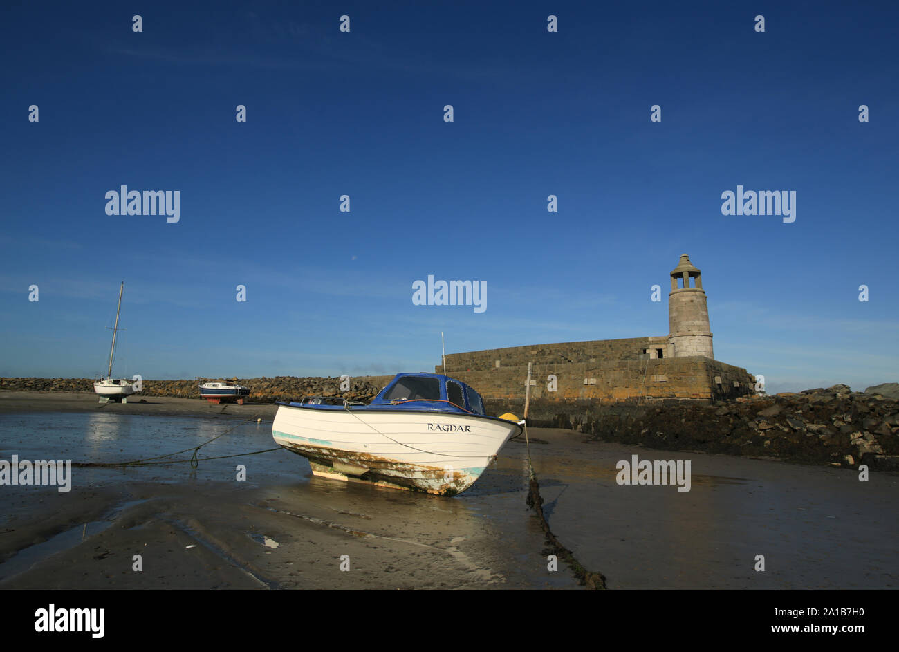 A sunny day at Port Logan beach, Dumfries and Galloway, Scotland, UK ...