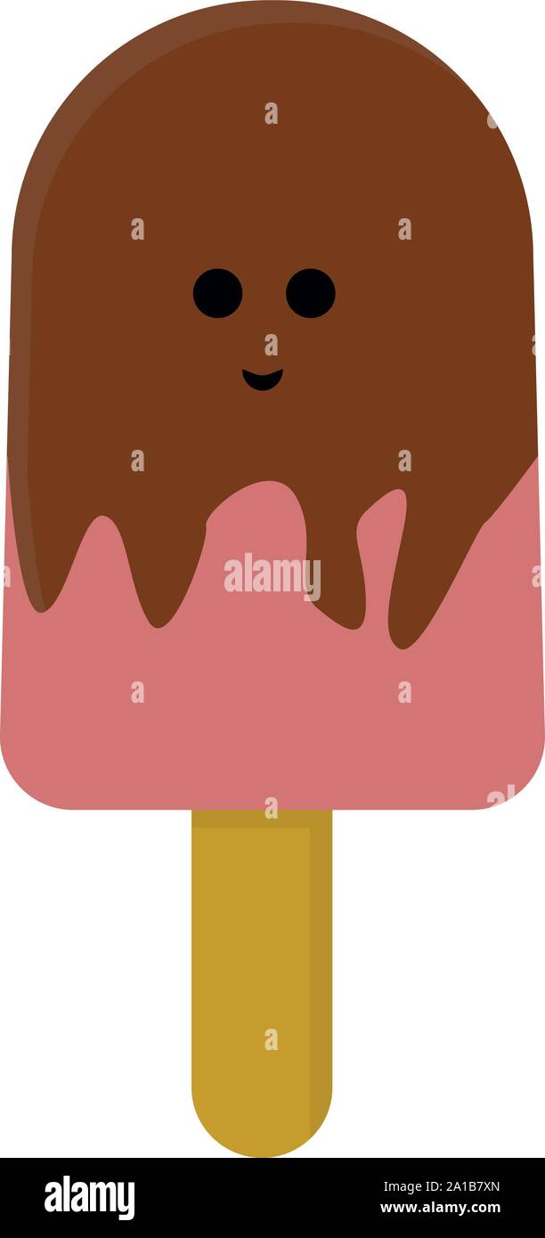 Happy ice cream, illustration, vector on white background Stock Vector ...