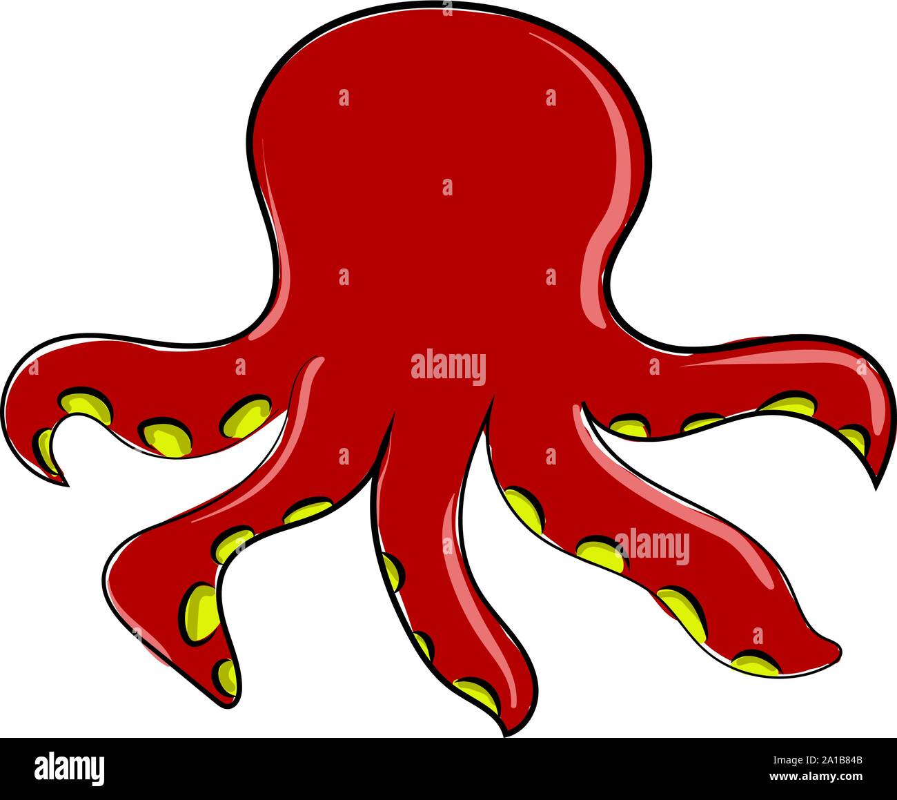 Red squid, illustration, vector on white background Stock Vector Image ...
