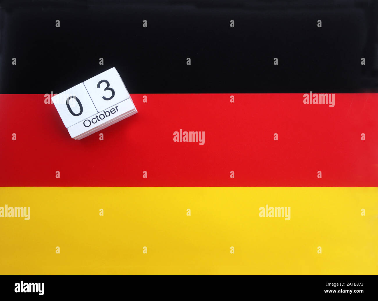 wooden cubes with the date of the day of German unity, 3 October, lying ...