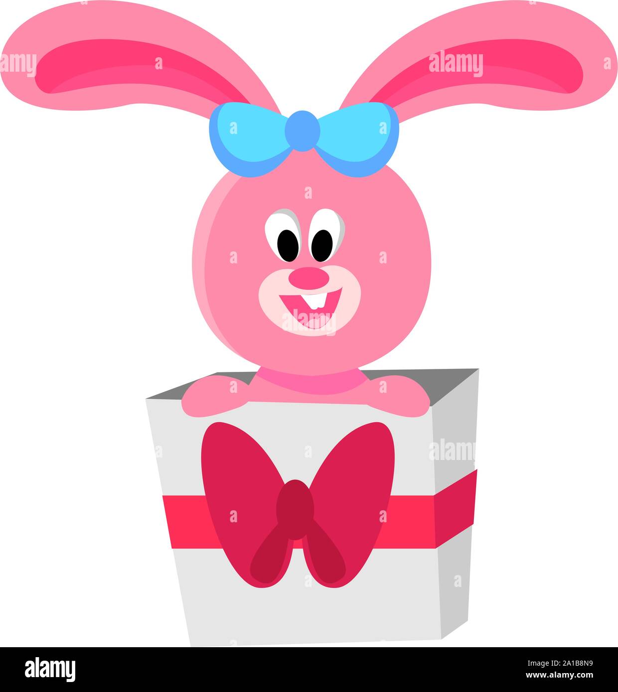 Pink bunny, illustration, vector on white background Stock Vector Image ...