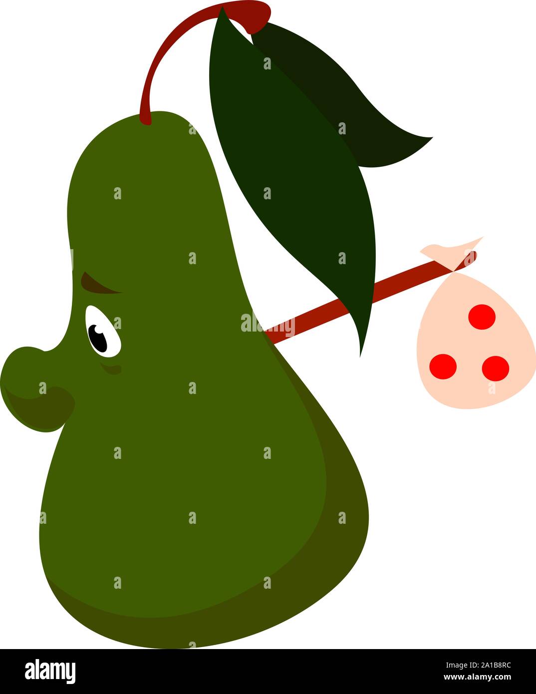 Sad pear, illustration, vector on white background Stock Vector Image ...