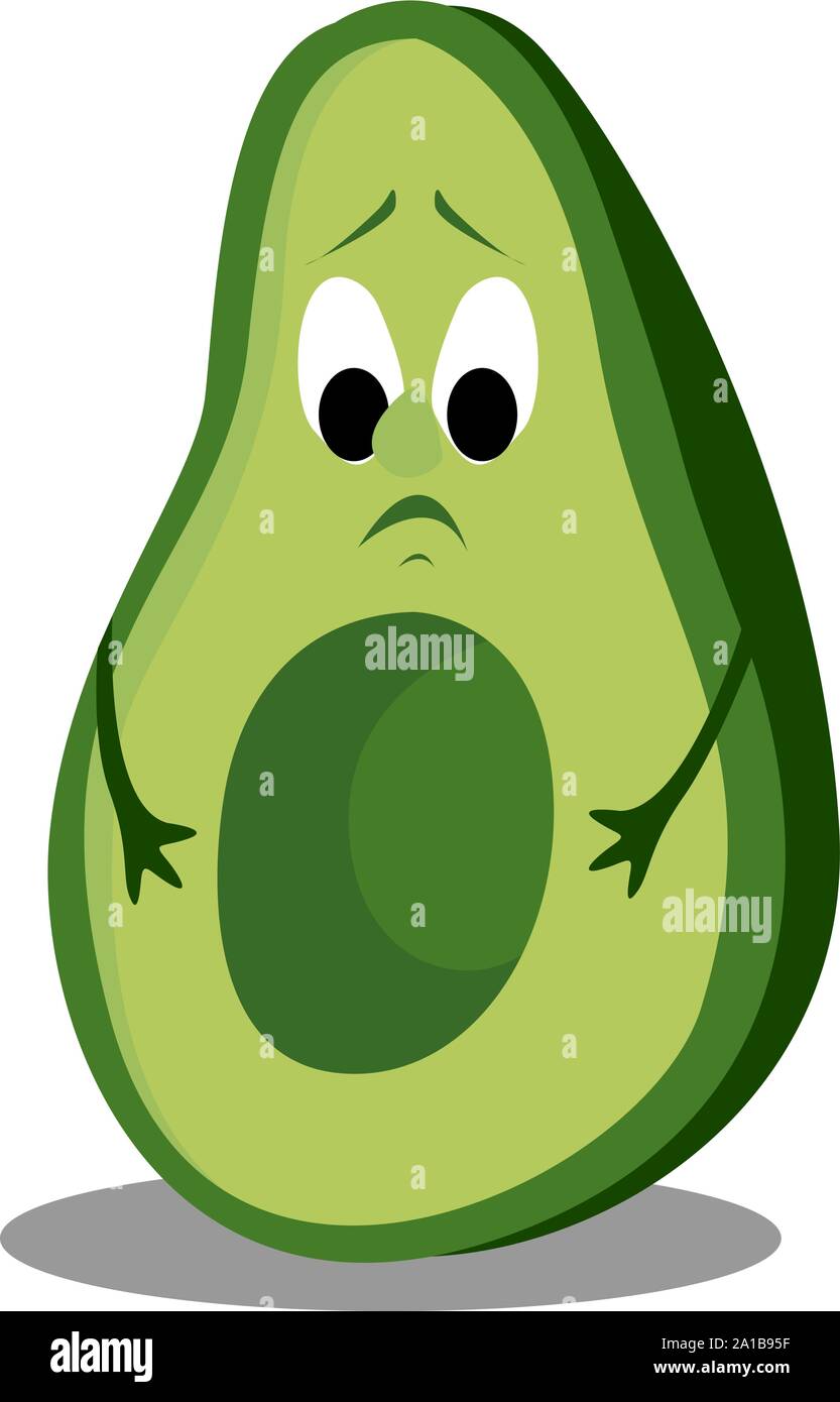 Sad avocado, illustration, vector on white background Stock Vector ...