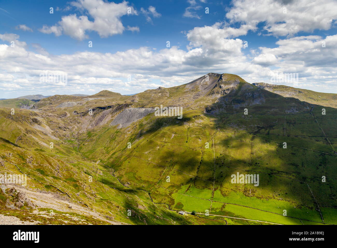 Looking across the Croesor Valley from the flanks of Cnicht, towrds the ...