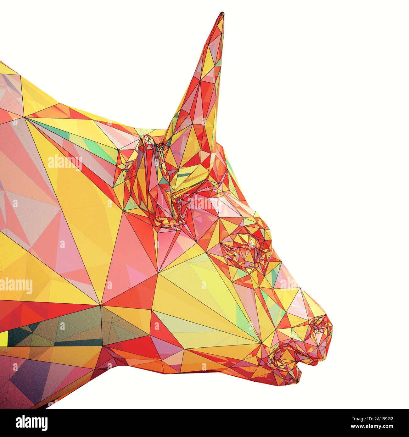 Render illustration of golden bull head Stock Photo - Alamy