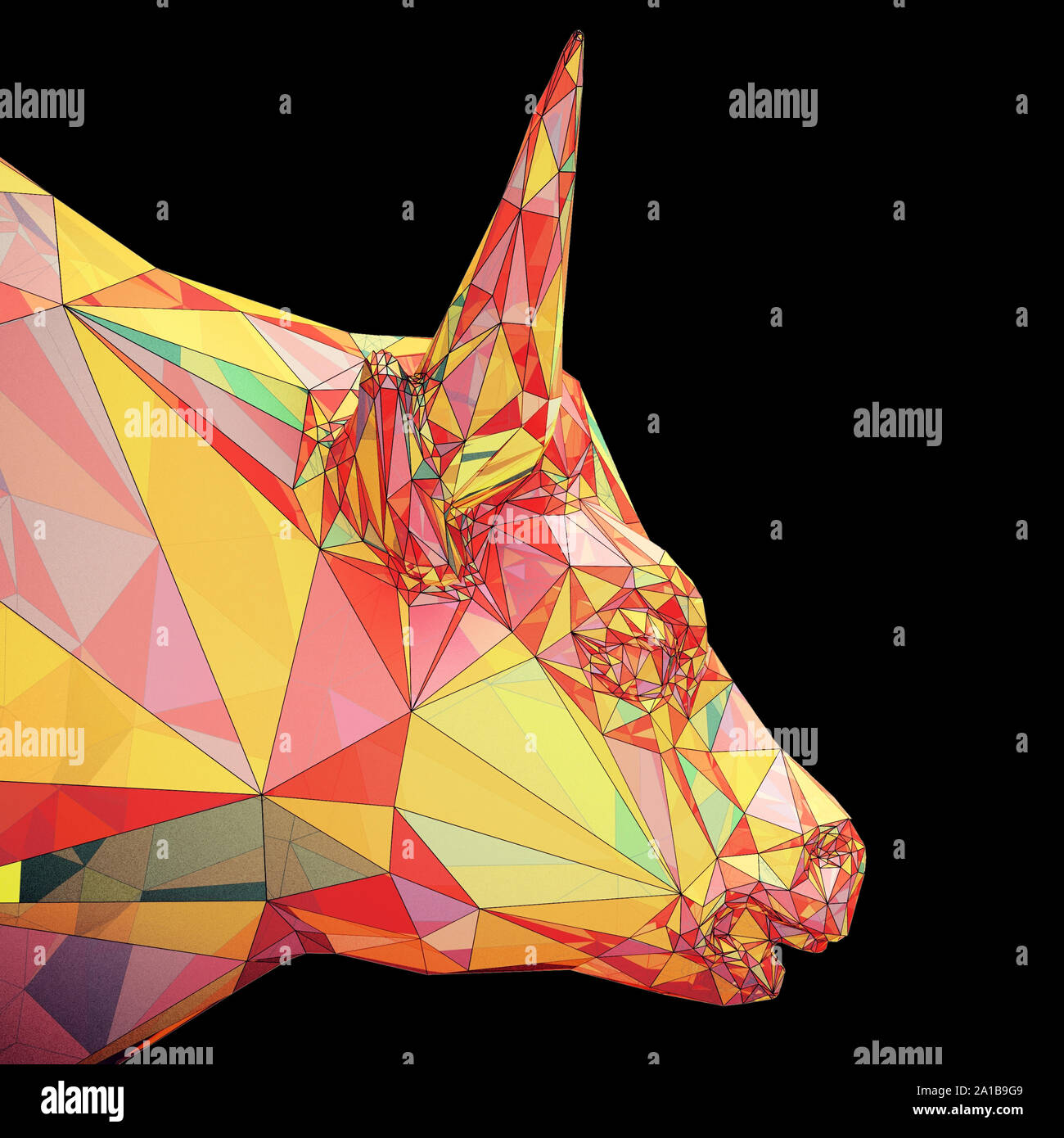 Render illustration of golden bull head Stock Photo - Alamy
