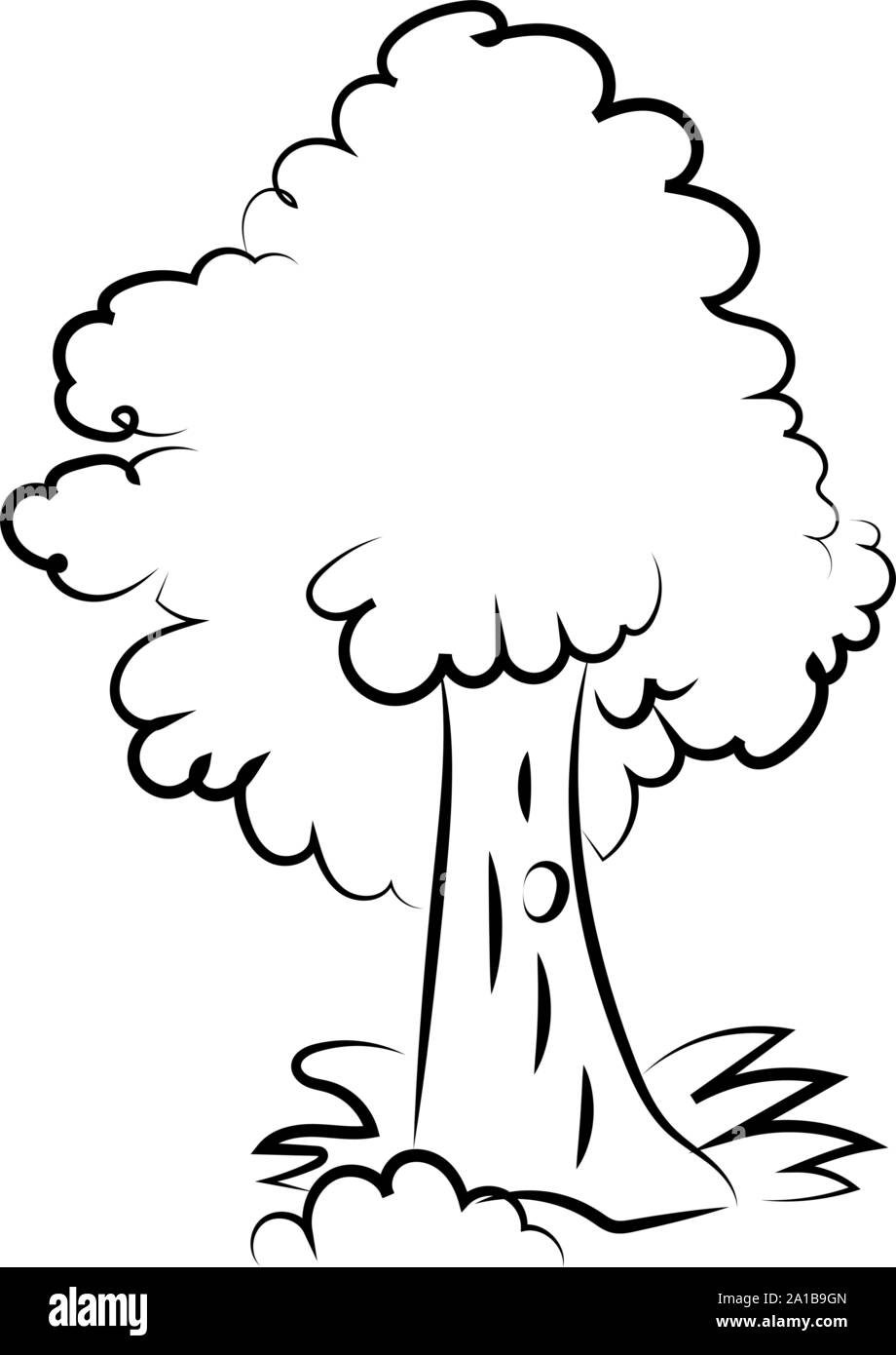 Summer tree illustration vector Black and White Stock Photos & Images ...