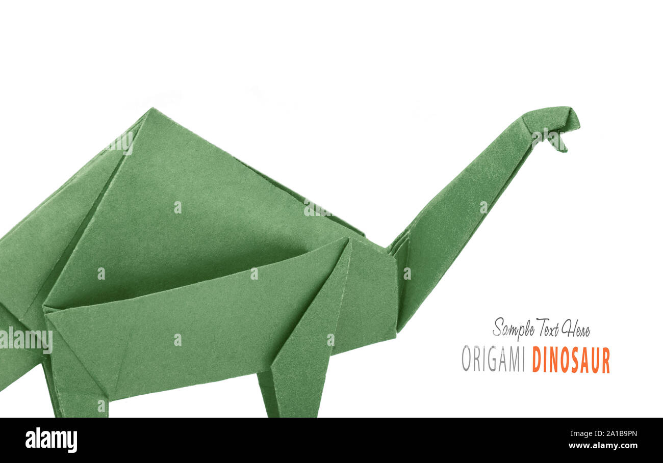 Isolated origami paper green dinosaur brontosaurus Stock Photo - Alamy