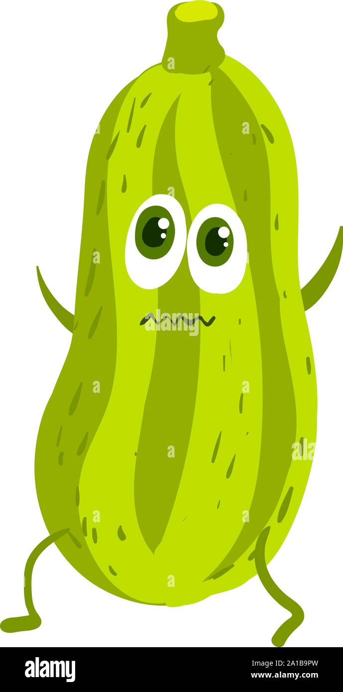 Scared zucchini, illustration, vector on white background Stock Vector ...