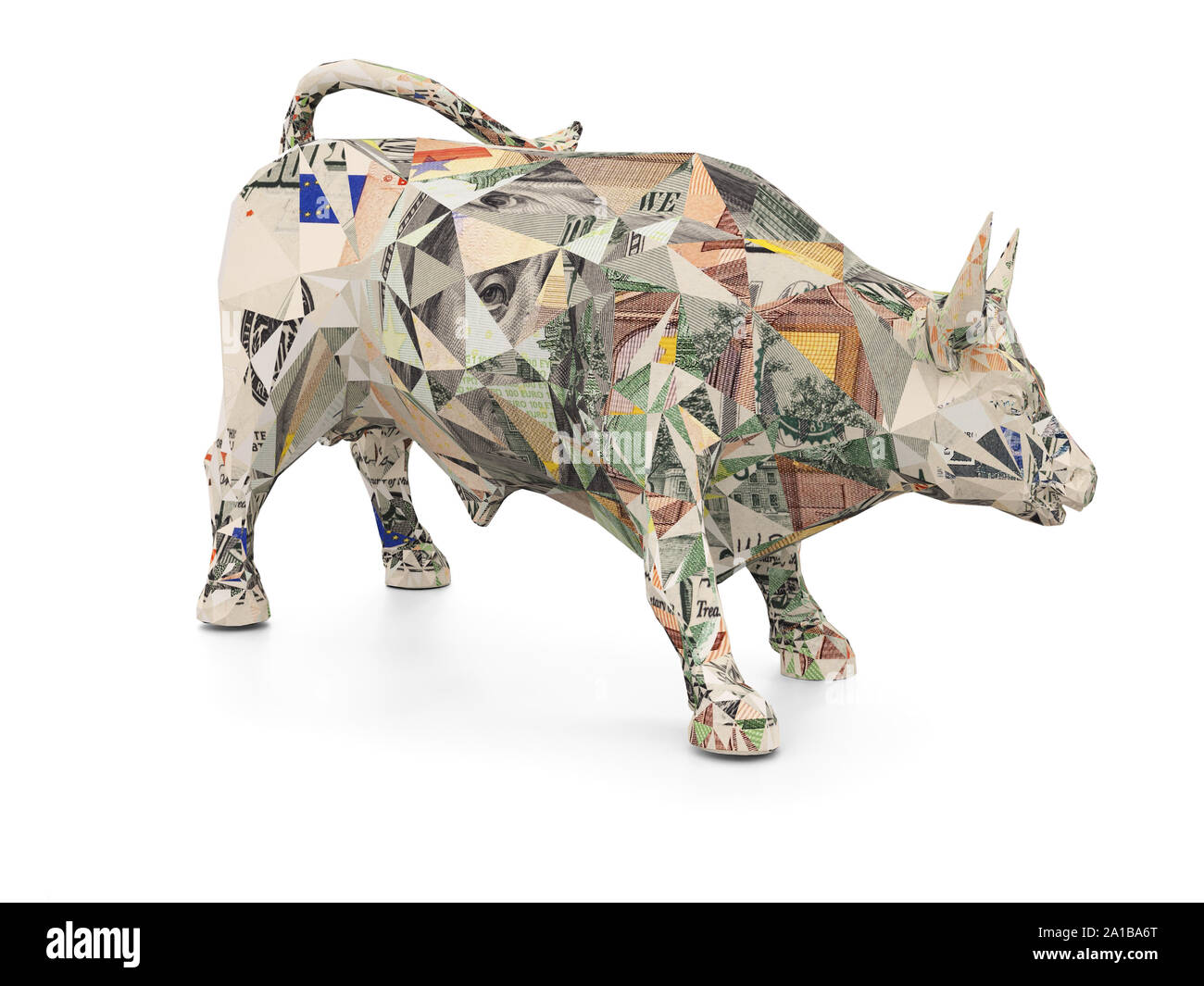 Render illustration of golden finance bull Stock Photo - Alamy