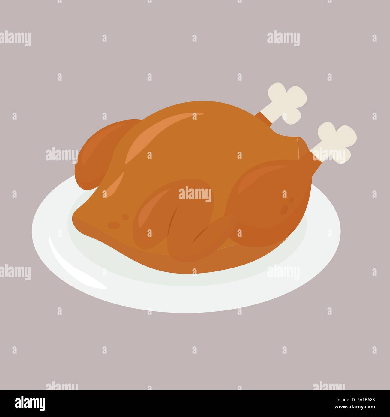 Roast chicken, illustration, vector on white background Stock Vector ...