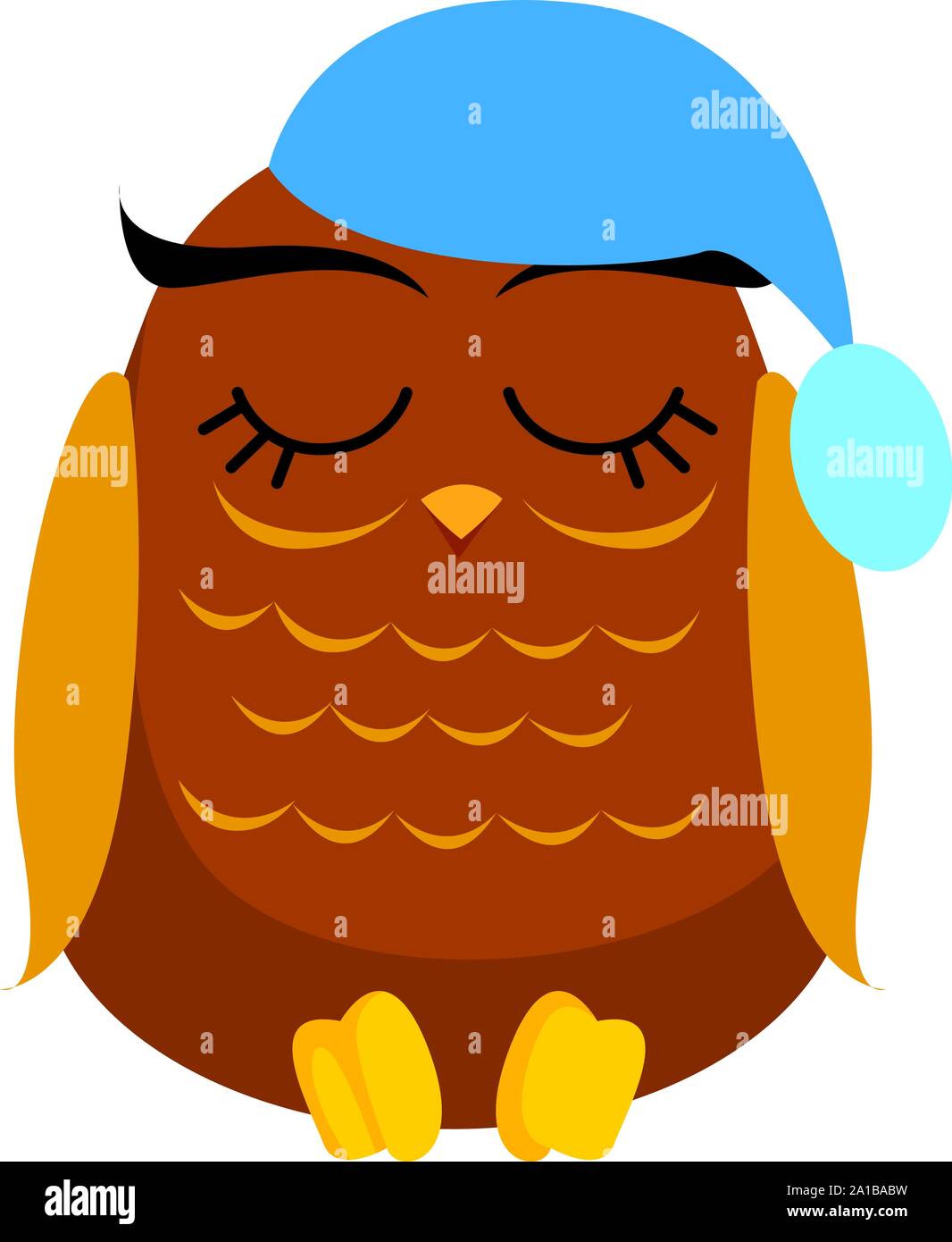 Sleeping owl, illustration, vector on white background Stock Vector ...