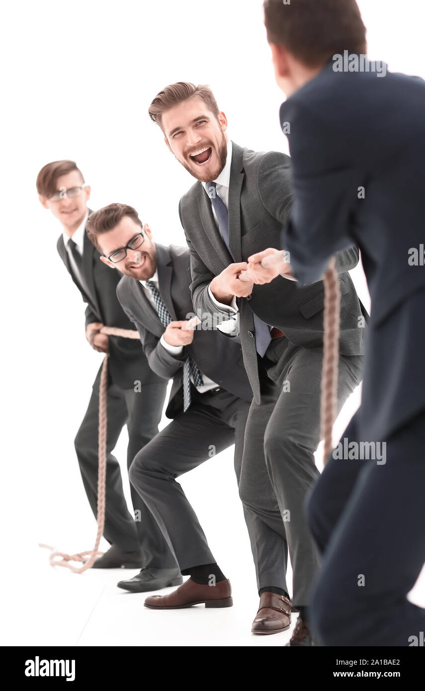 teambuilding.the tug of war between business teams Stock Photo - Alamy