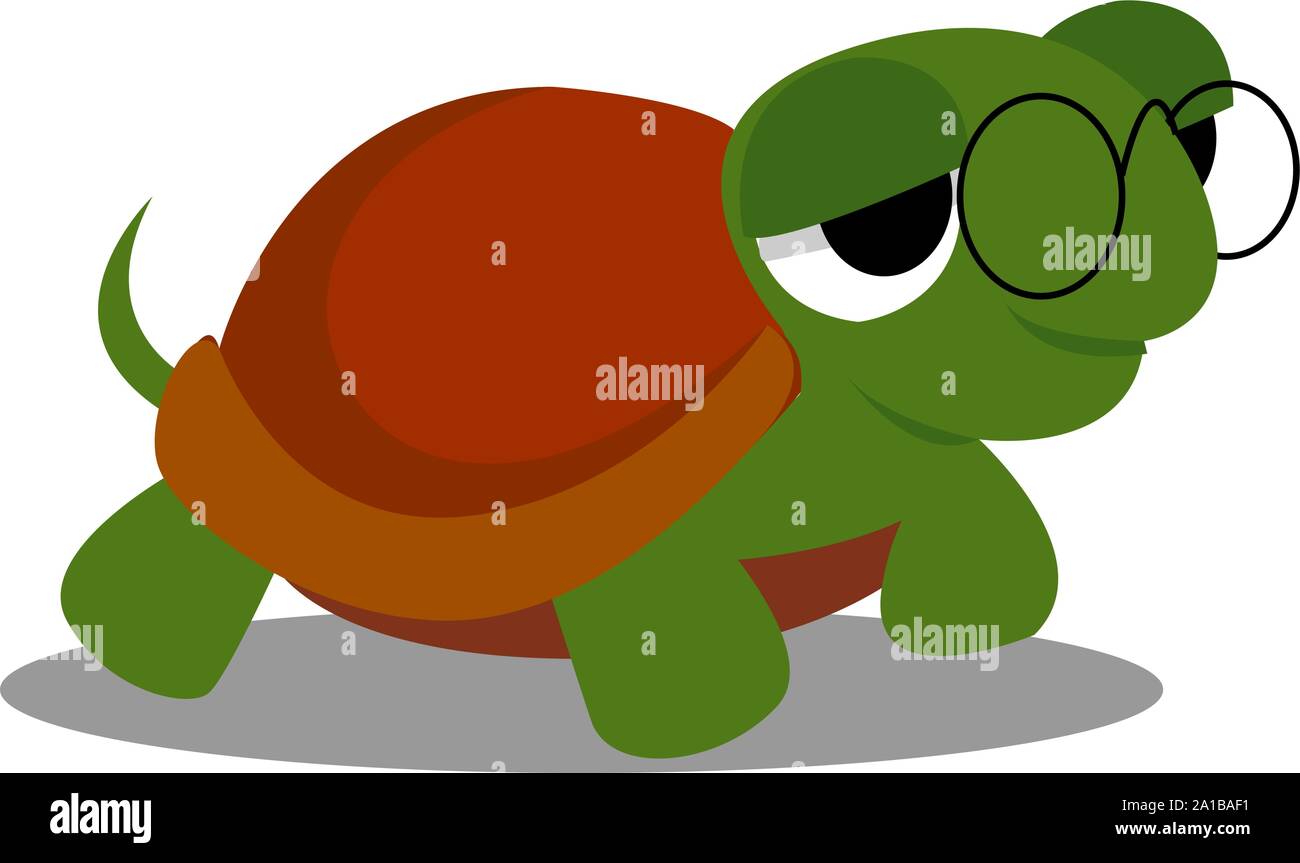 Turtle with glasses, illustration, vector on white background Stock ...