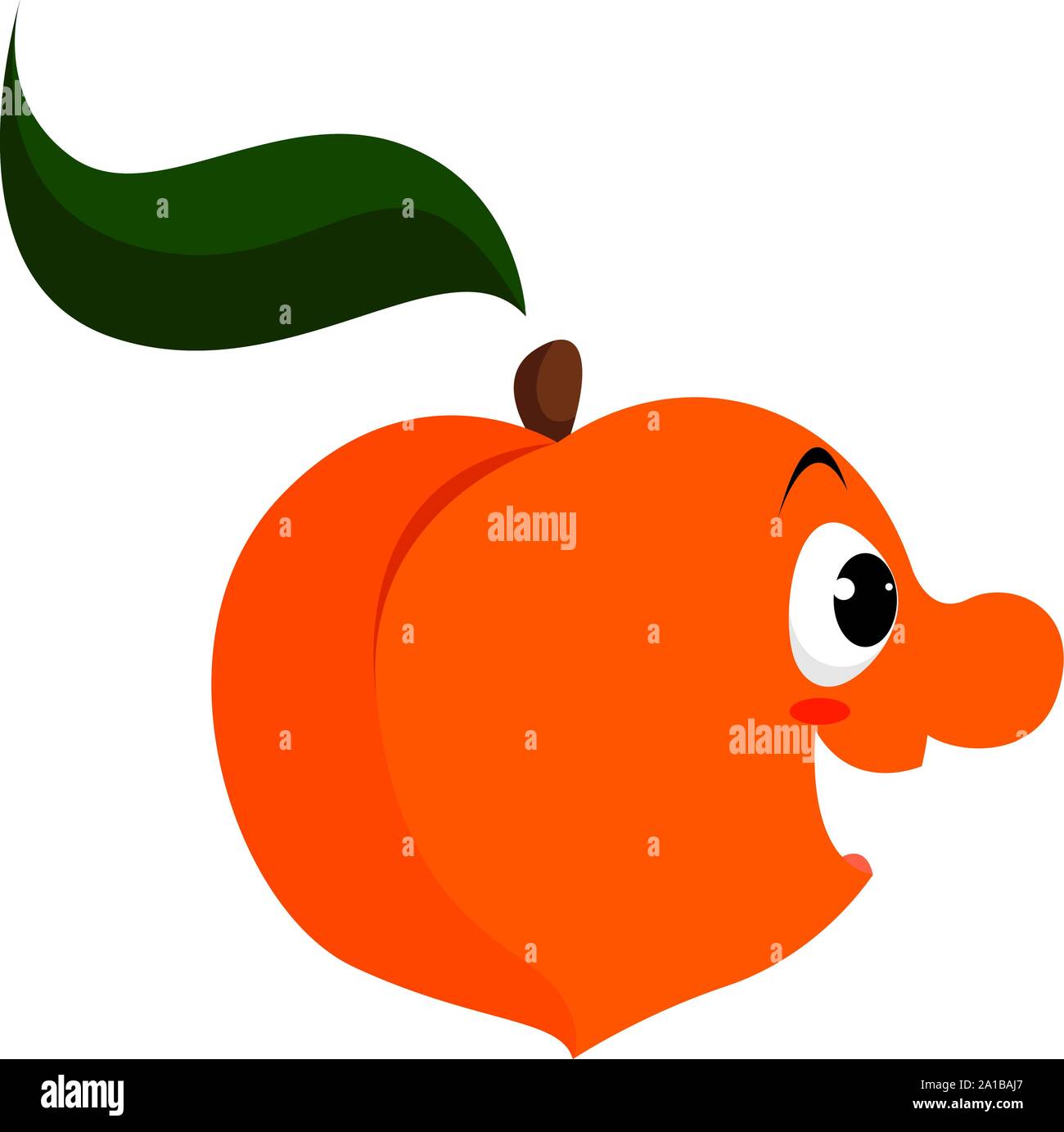 Happy peach, illustration, vector on white background Stock Vector ...