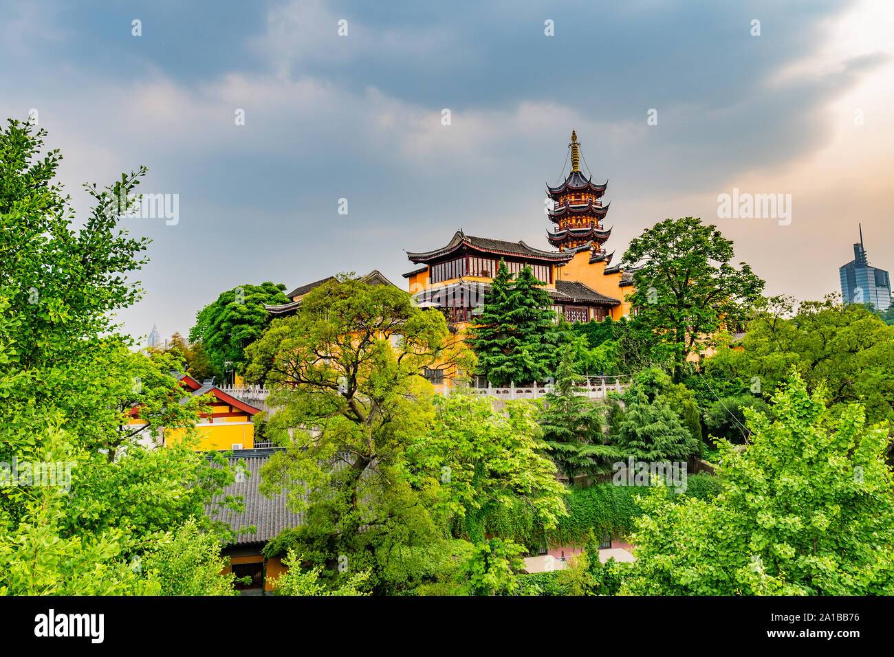 Nanjing Jiming Buddhist Temple Panoramic Picturesque View with ...