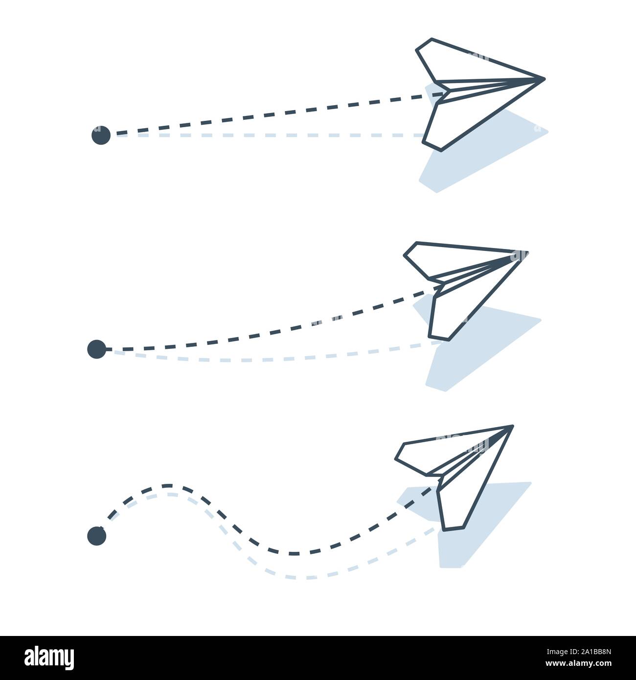 Paper origami airplanes with dotted path icons Stock Vector Image & Art ...