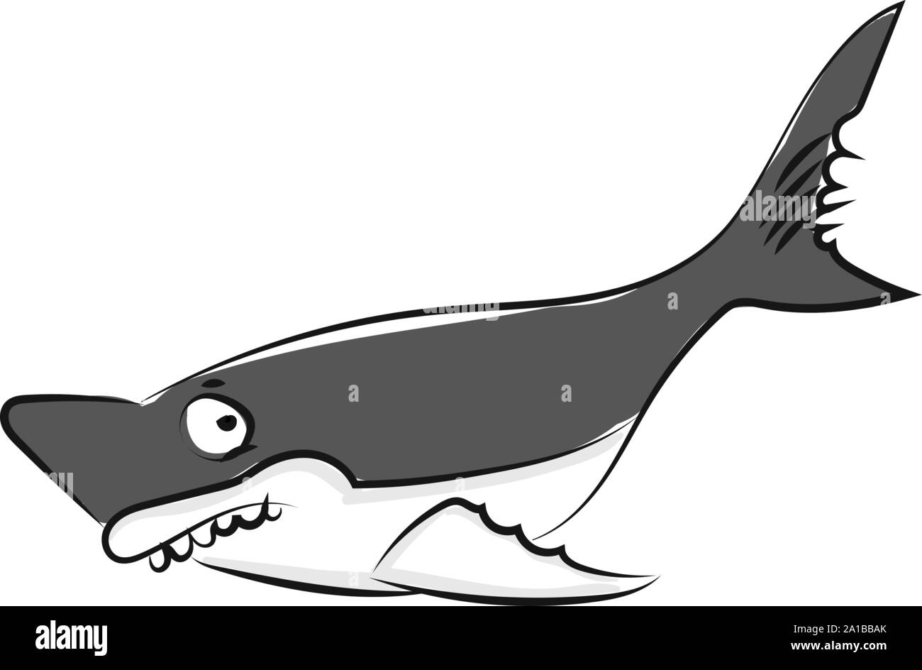 Scared shark, illustration, vector on white background Stock Vector ...