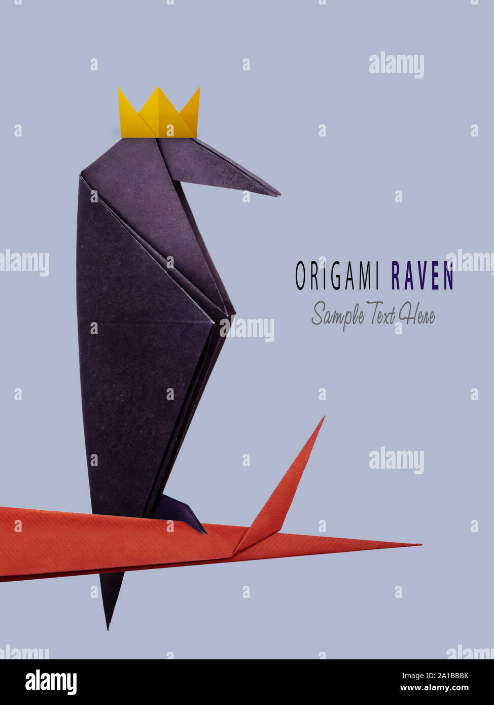 Origami paper raven in crown Stock Photo - Alamy