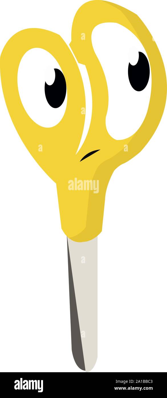 Yellow scissors, illustration, vector on white background Stock Vector ...
