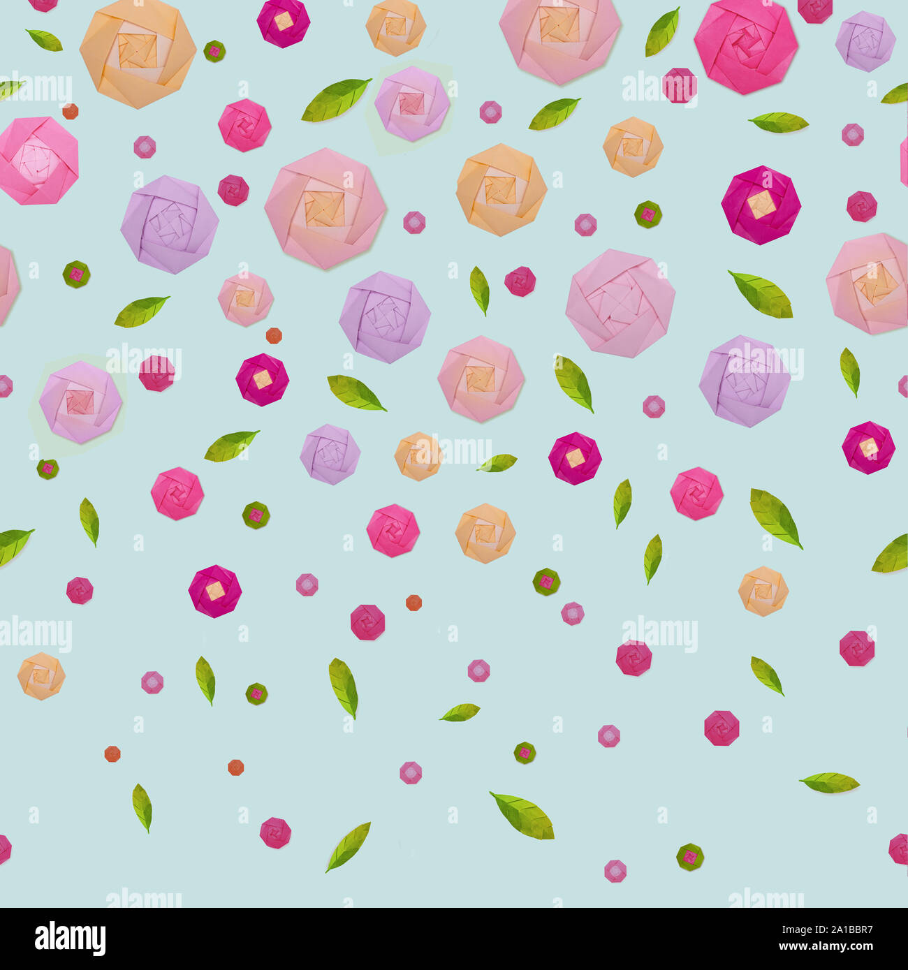 Origami paper pink rose pattern Stock Photo - Alamy