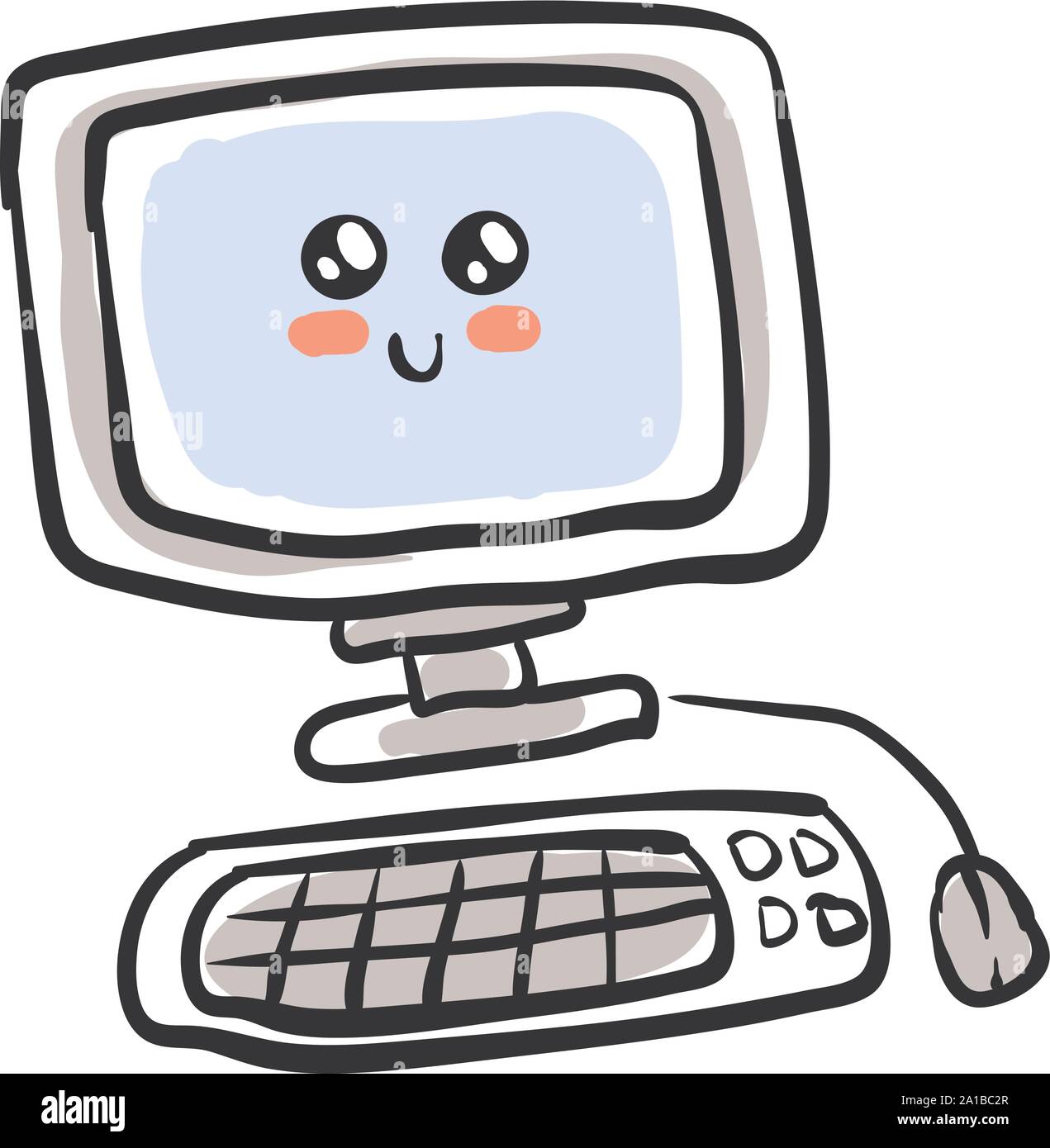 Cute old pc, illustration, vector on white background Stock Vector ...