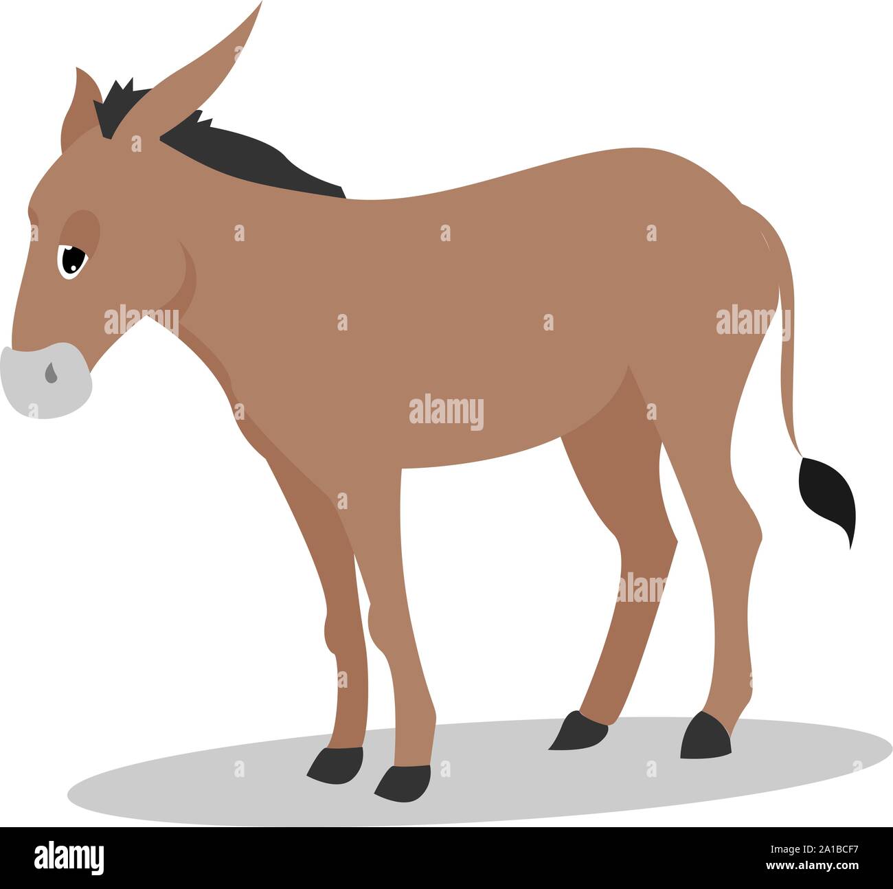 Sad donkey, illustration, vector on white background Stock Vector Image ...