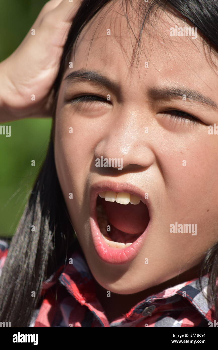 An Anxious Female Tween Stock Photo - Alamy